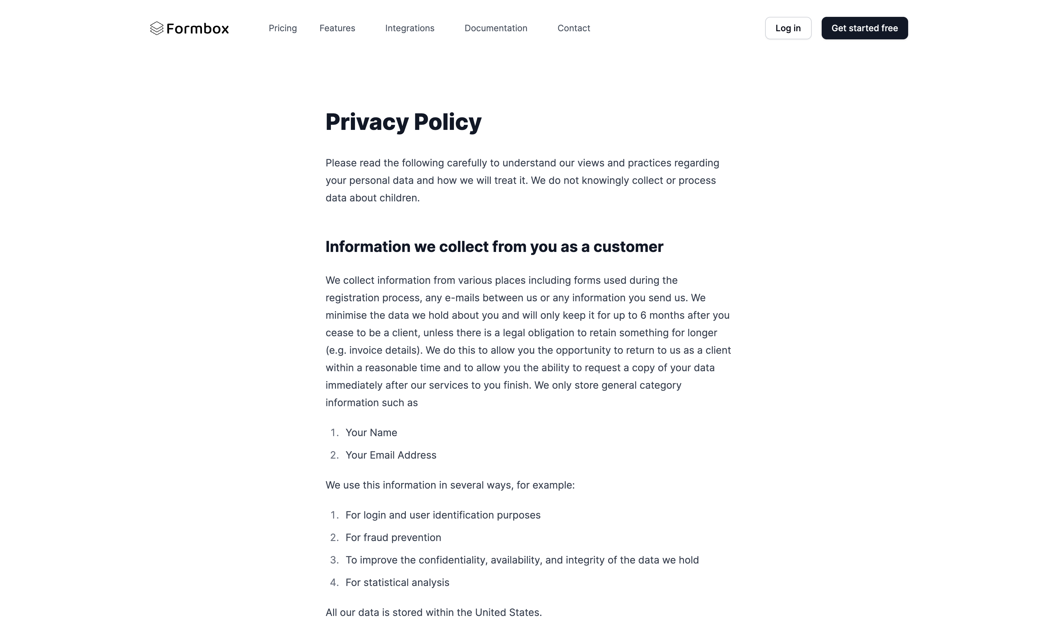 Privacy Policy - Formbox